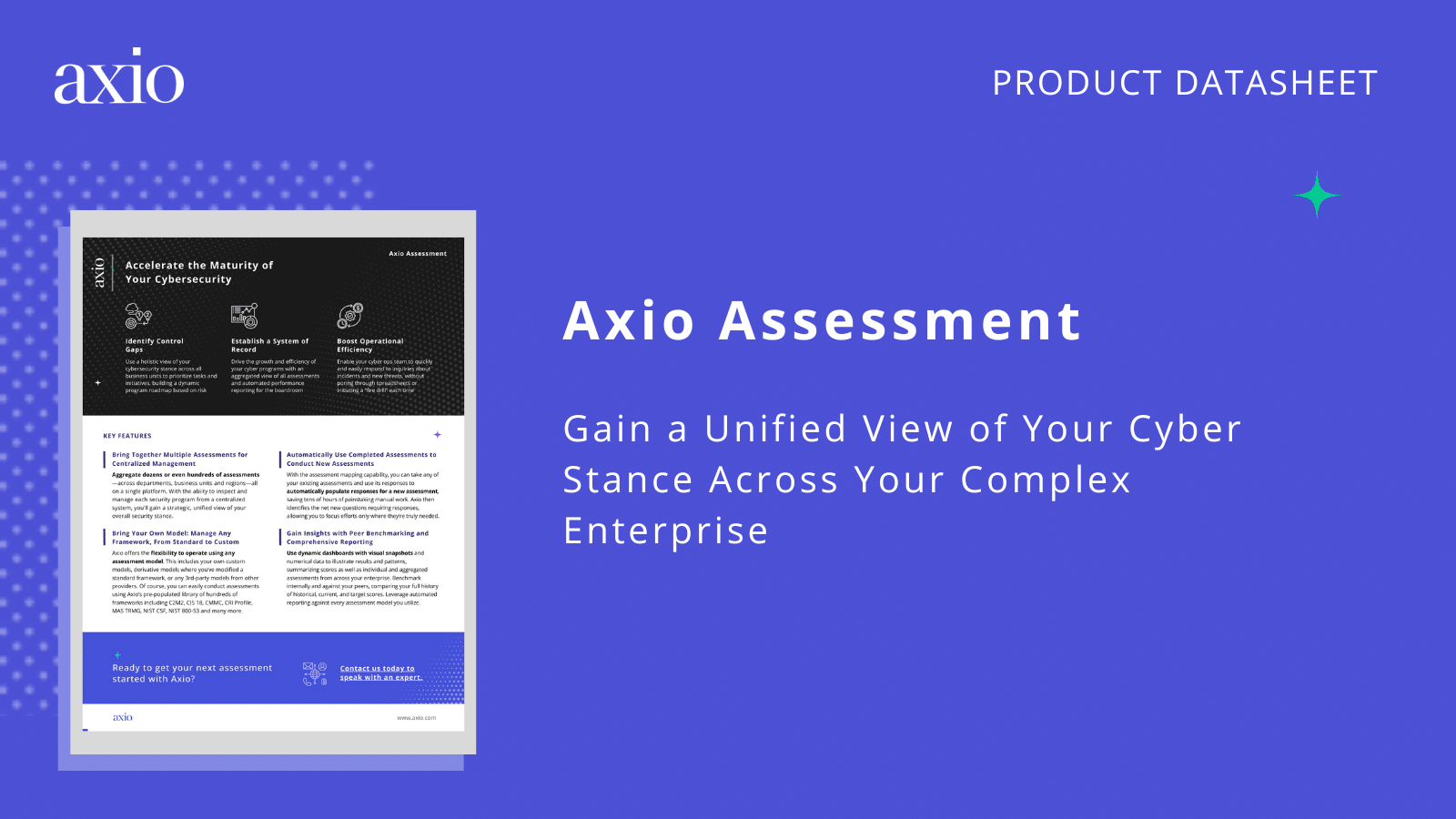 Axio Assessment Datasheet | Centralize Cybersecurity Reviews